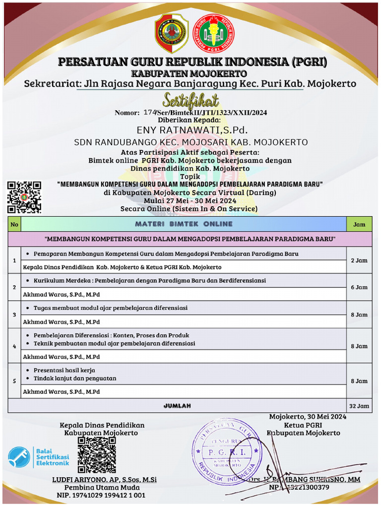 Eny - E-Sertifikat Pgri Mei PDF | PDF