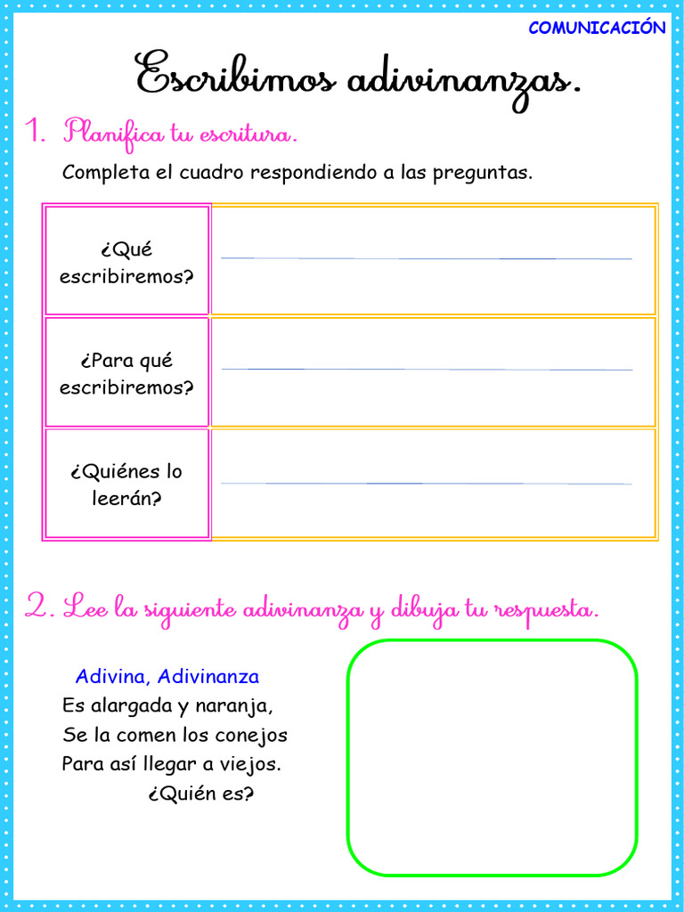 Ficha Escribimos Adivinanzas | PDF