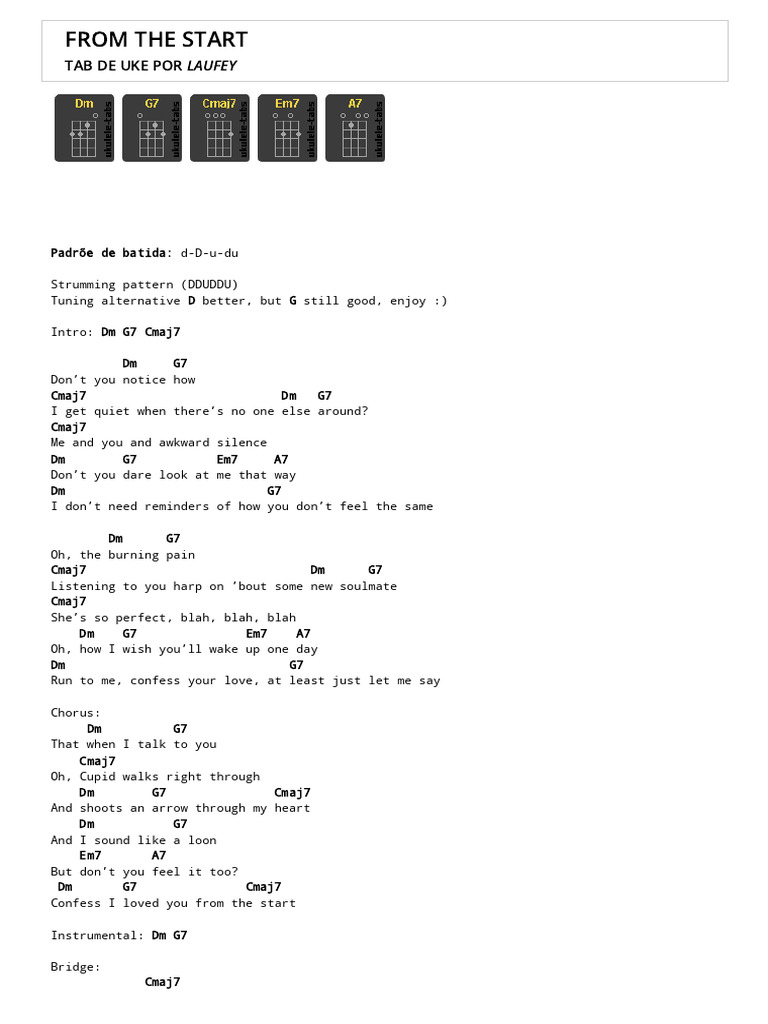 From The Start Tab de Uke Por Laufey - Ukulele Tabs | PDF