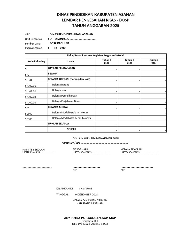 Lembar Pengesahan Arkas 2025 | PDF