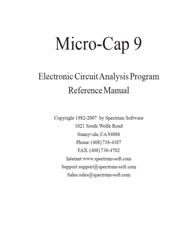 Micro-Cap 9 - Reference Guide | PDF | Window (Computing) | Menu (Computing)