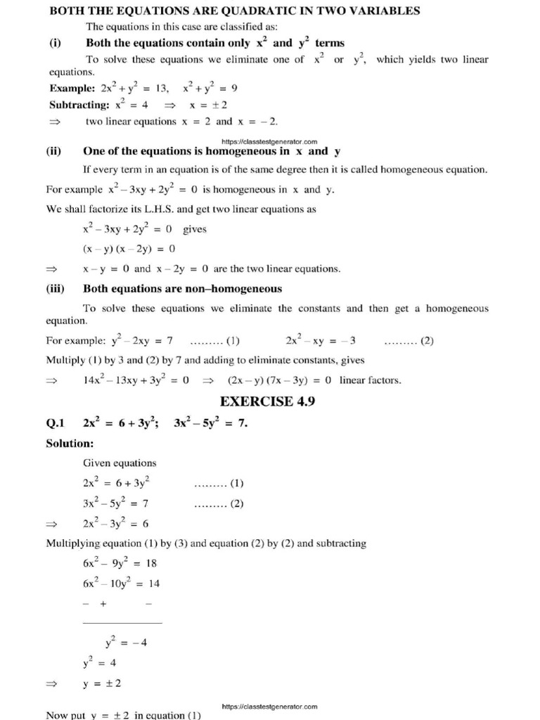 Math 11 Exercise 4.9 | PDF