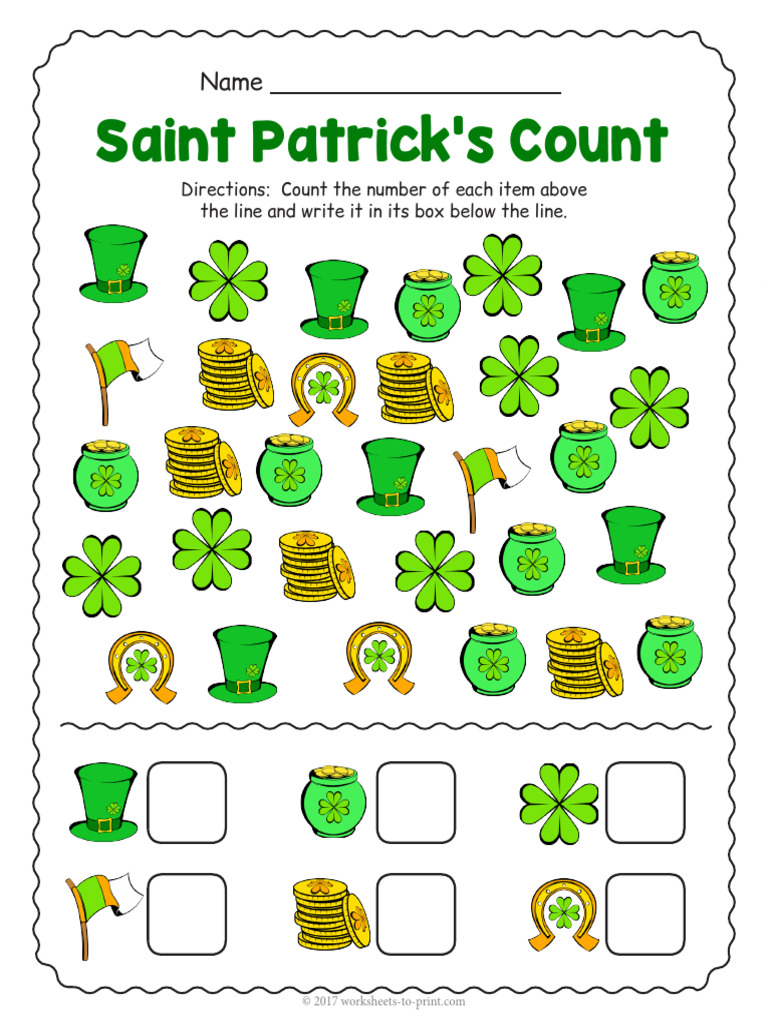 Saint Patricks Day Counting Worksheet | PDF