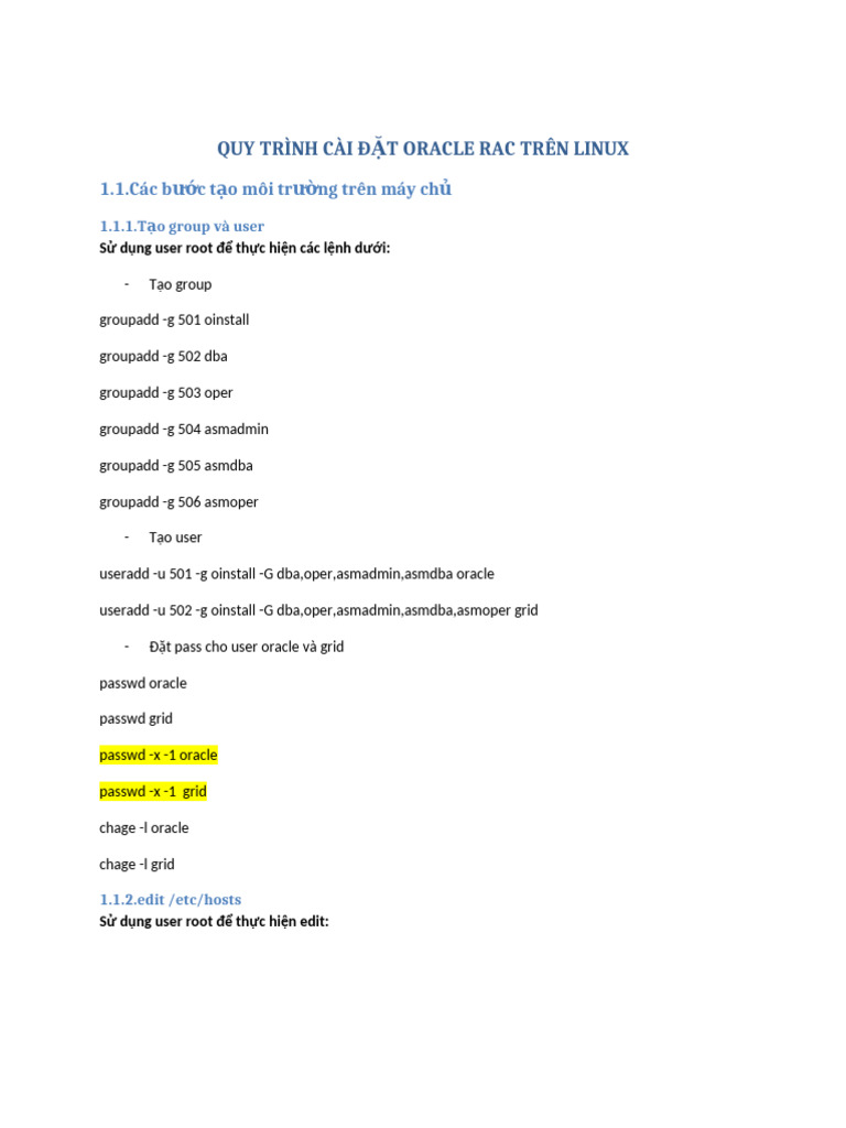 01,Quy Trình Cài Đặt Oracle RAC | PDF | Booting | Computing