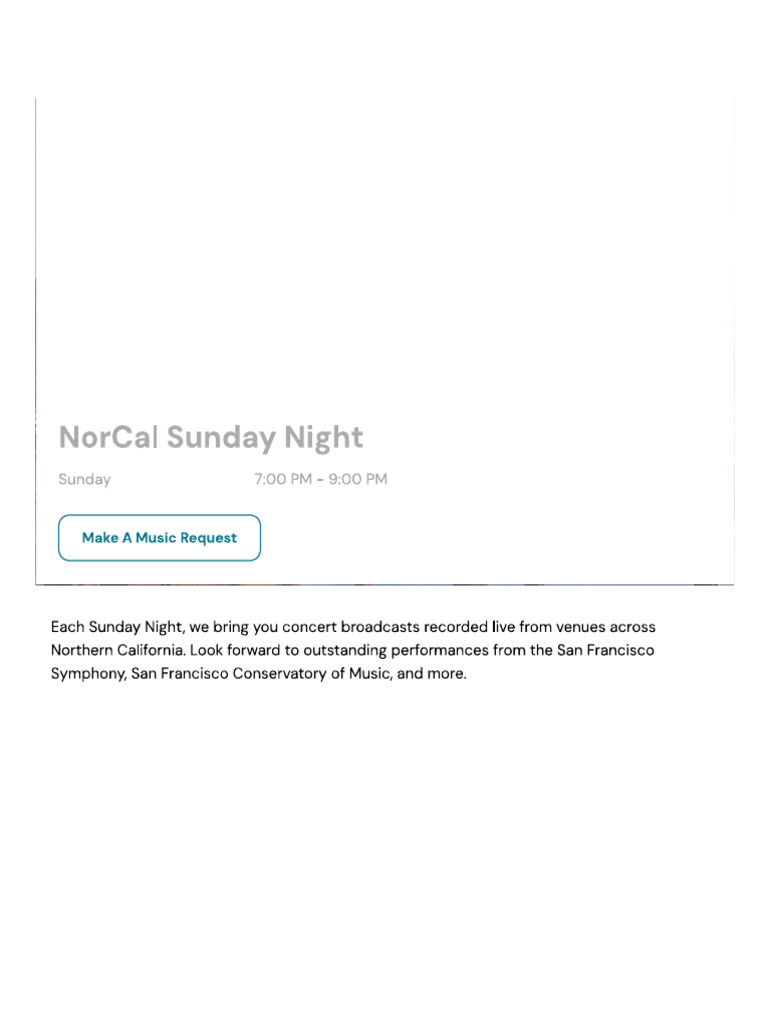 NorCal Sunday Night - Classical KDFC7 | PDF