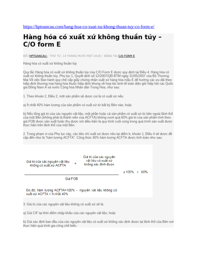 Quy Tac Xuat Xu Form E - HP Toan Cau | PDF
