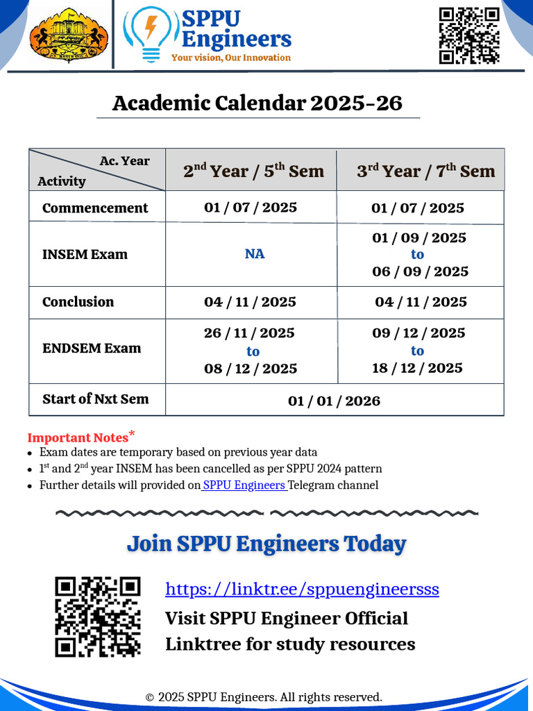 SPPU Academic Calendar 2025-26 | PDF