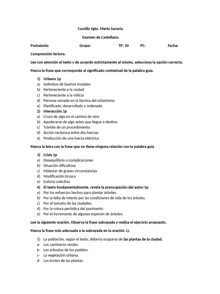Examen de Castellano | PDF | Lingüística