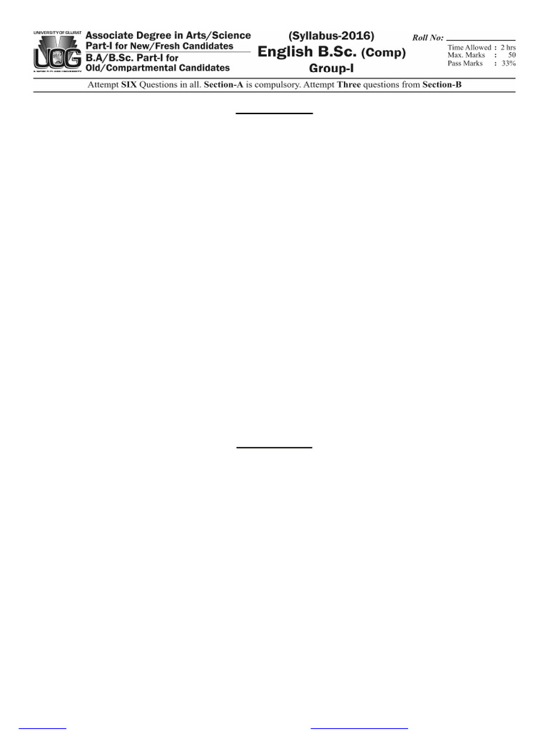 English B.SC G-I (Syllabus-2016) | PDF