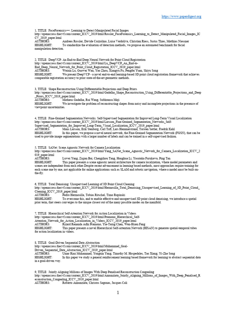 ICCV 2019 Paper Digests | PDF | Image Segmentation | Deep Learning