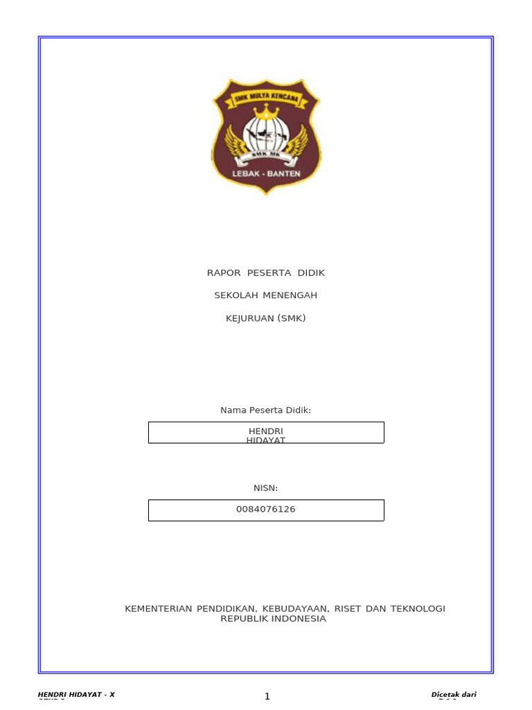 Hendri Hidayat - X Otkp.2-Identitas | PDF