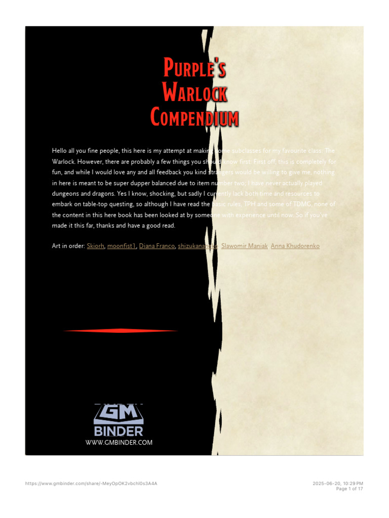 New Warlock Subclasses Overview | PDF | Magician (Fantasy) | Dungeons ...