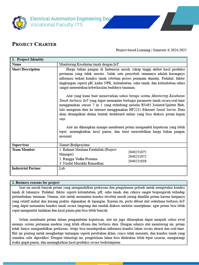 Kelompok4 updateProjectCharter | PDF