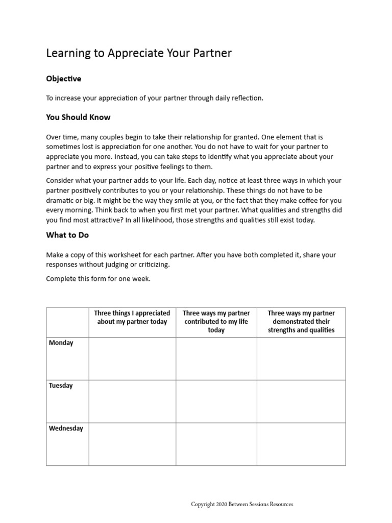 Learning To Appreciate Your Partner | PDF