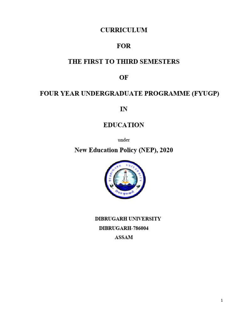 06 FYUGP Education Final Syllabus 1st to 3rd Sem | PDF | Educational Psychology | Educational ...
