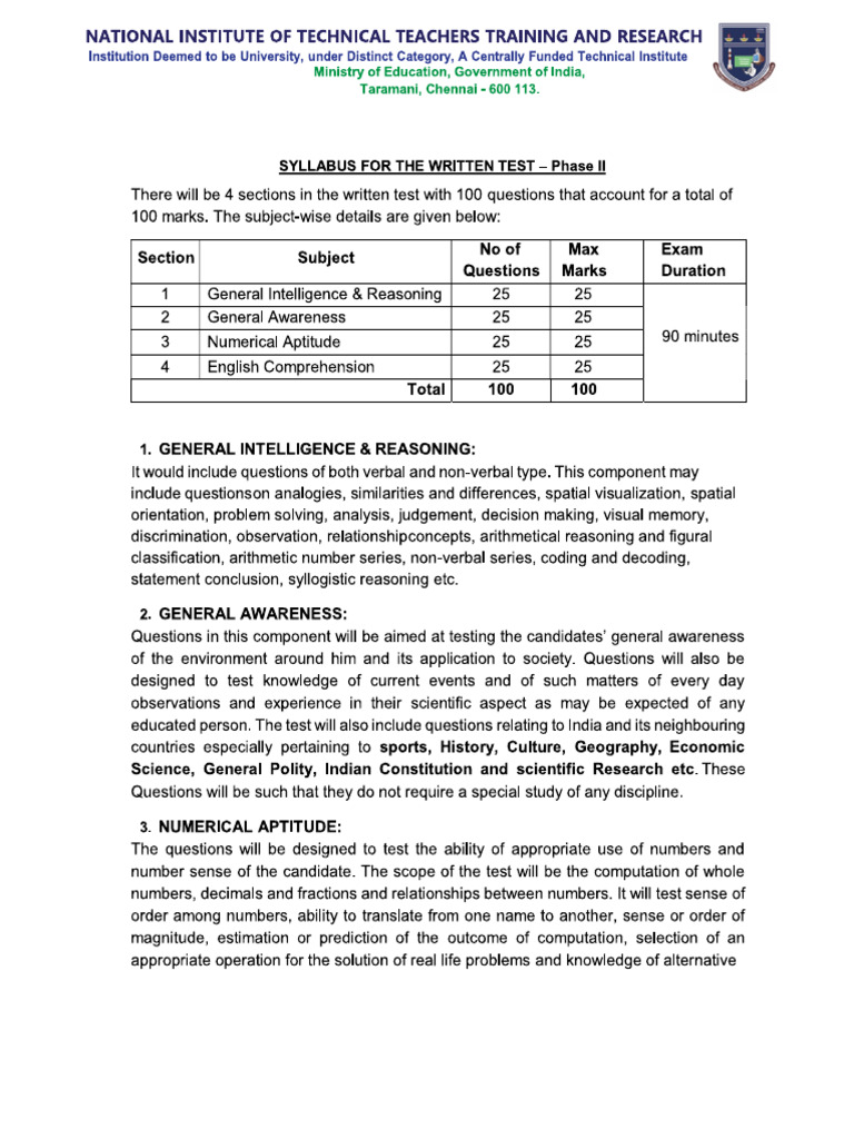 Syllabus SSA S (Stenographer) - Phase II | PDF