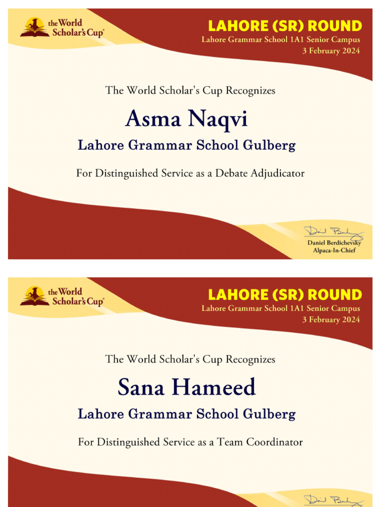 Certs 2024 Lahore (SR) - Index 18 | PDF