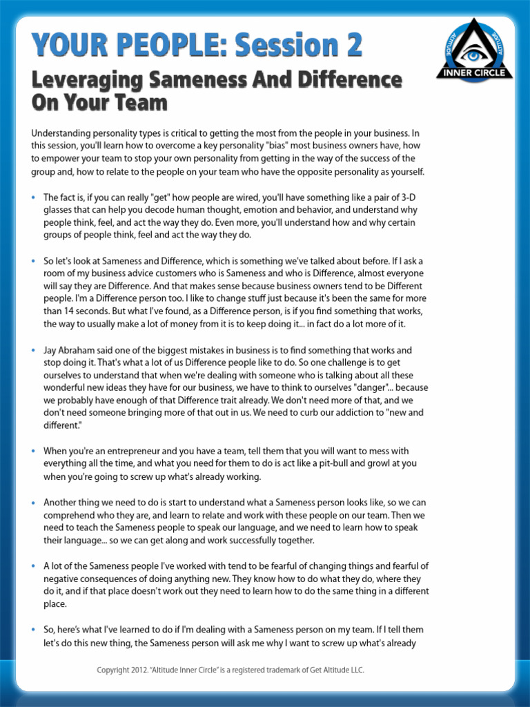 Innercircle Yourpeople Summary02 | PDF | Cognition | Social Psychology