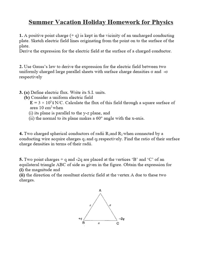 Summer Vacation Holiday Homework Physics 2025 | PDF