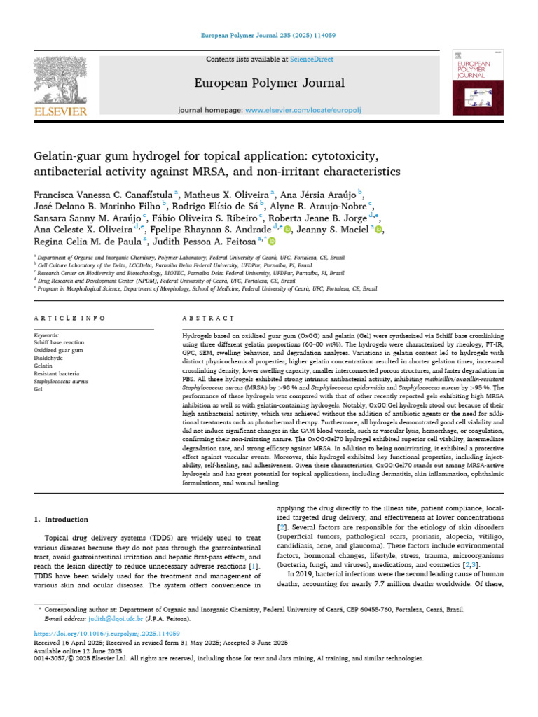 Gelatin-Guar Gum Hydrogel For Topical Application - Cytotoxicity ...