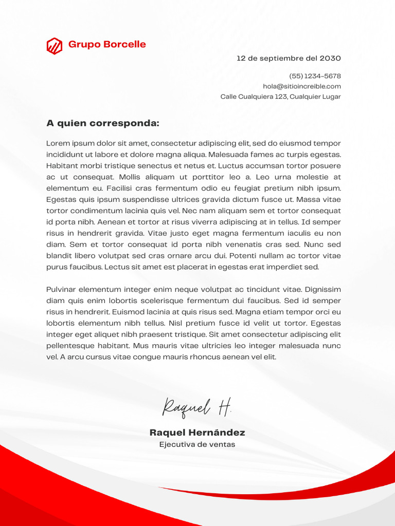 Membrete Corporativo Moderno Blanco y Rojo | PDF