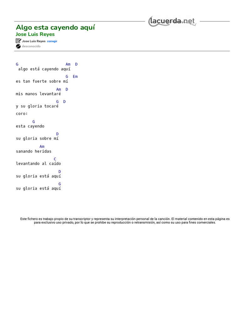 Algo Esta Cayendo Aqui, Jose Luis Reyes - Acordes | PDF