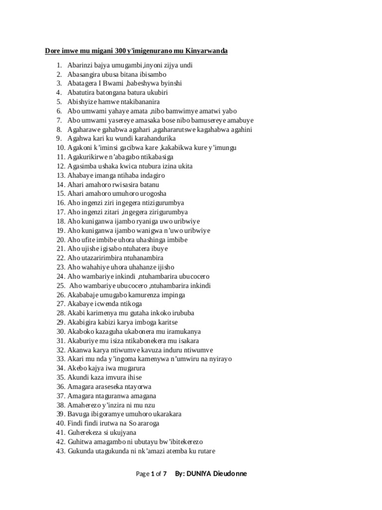 Imigani 300 y'Imigenurano mu Kinyarwanda | PDF | Indigenous Peoples Of ...