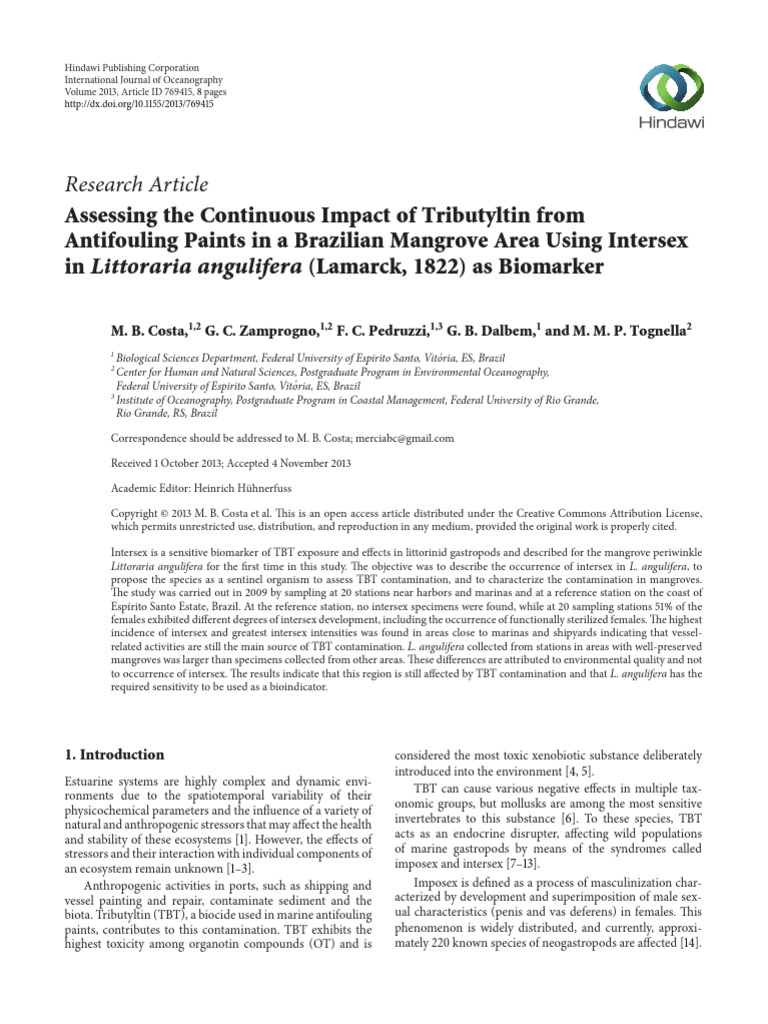 Assessing The Continuous Impact of Tributyltin From | PDF