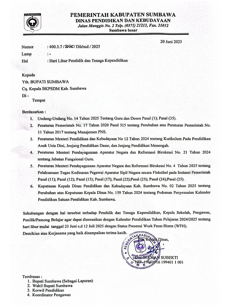 Surat Hari Libur | PDF