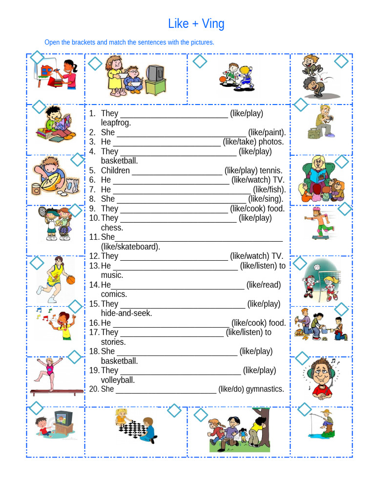 Activities with "Like + Ving" | PDF