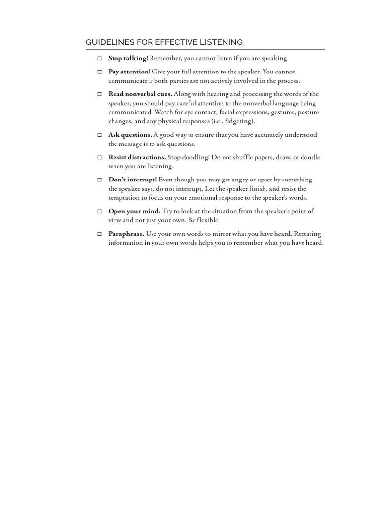 Effective Listening Guidelines | PDF
