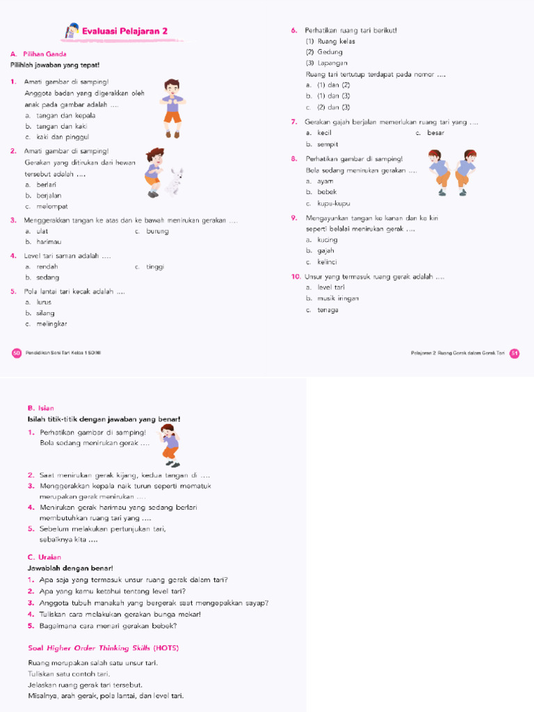 LATIHAN SOAL SUMATIF SENI TARI KELAS 1 SD | PDF