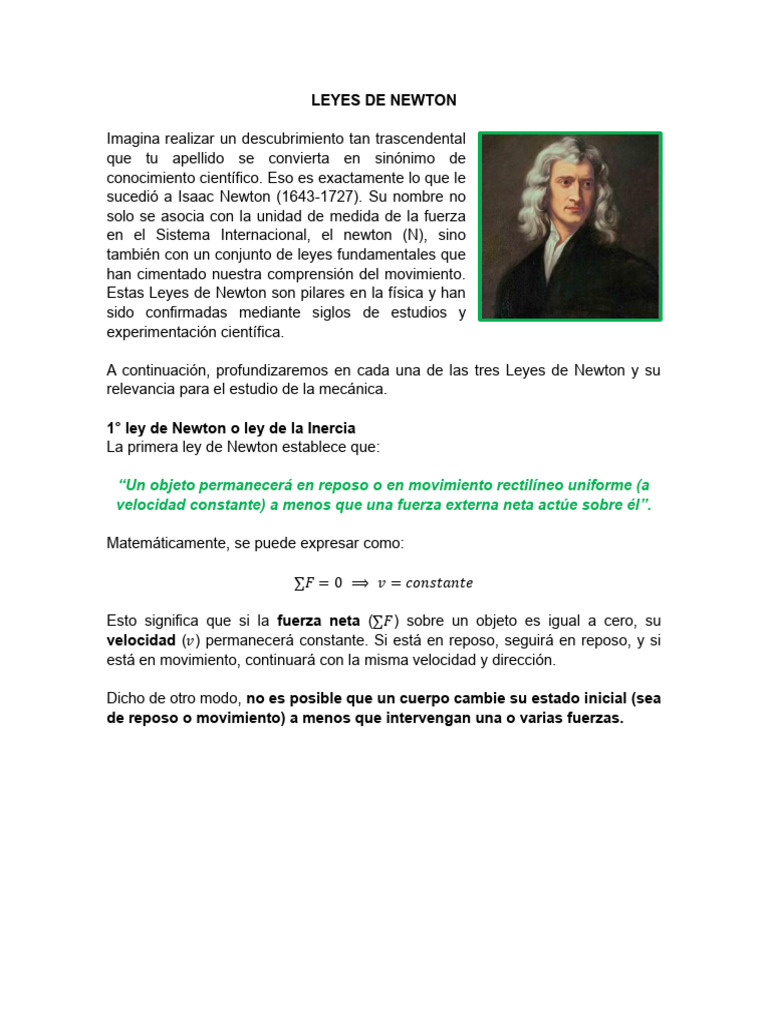 Leyes de Newton: Fundamentos de la Física | PDF | Fuerza | Las leyes ...