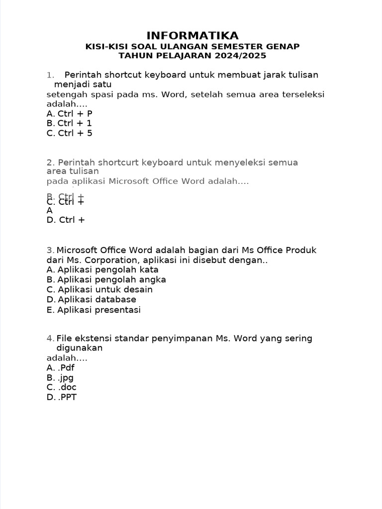 PDF Soal Dan Jawaban Soal Ms Office - Compress | PDF