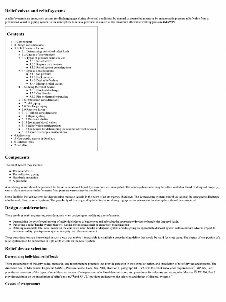 Relief Valves and Relief Systems | PDF