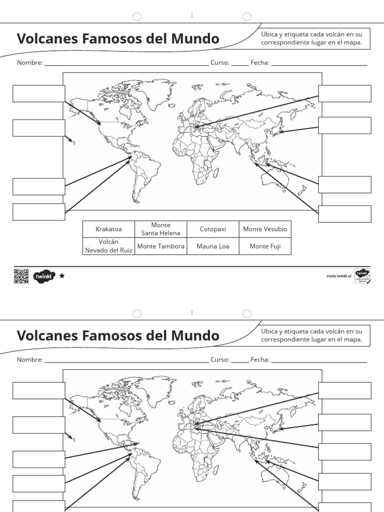 Mapa de Volcanes Famosos del Mundo | PDF