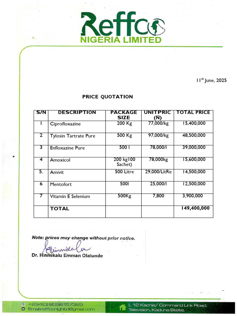 Price Quotation 1 | PDF
