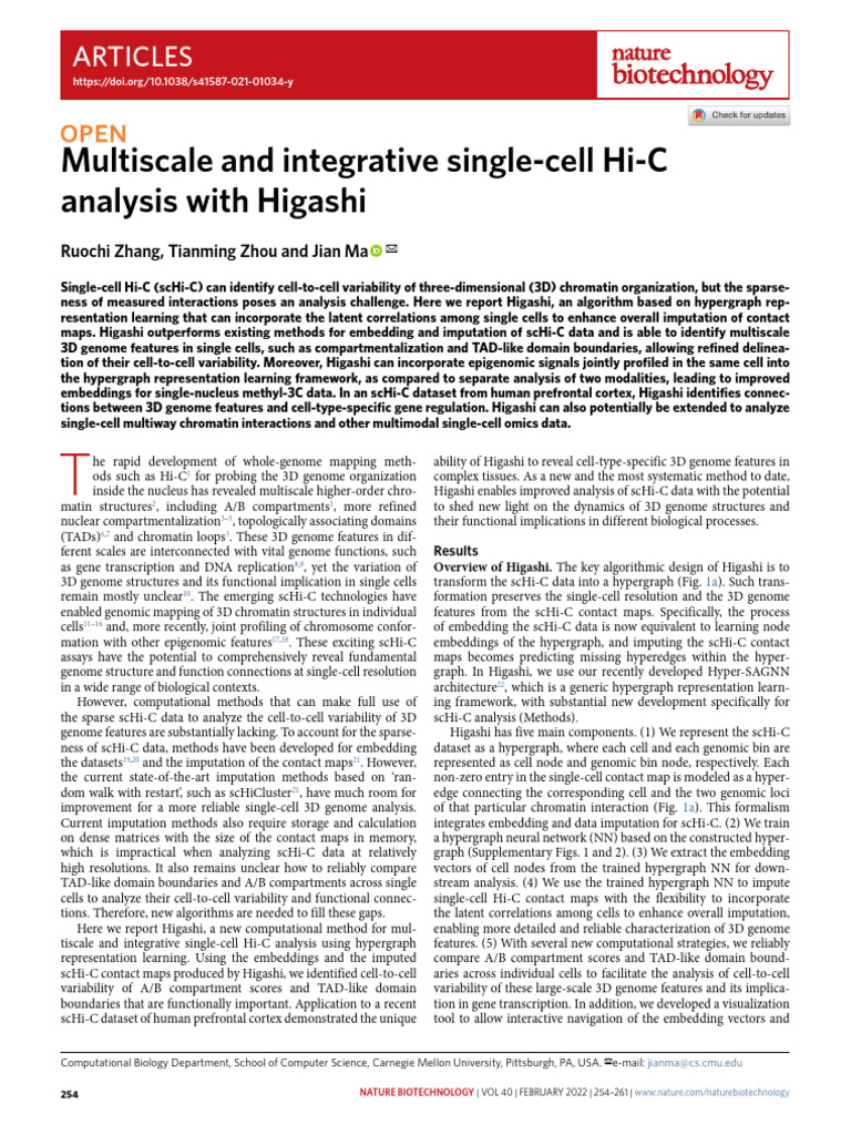 Multiscale and Integrative Single-Cell Hi-C Analysis With Higashi | PDF ...