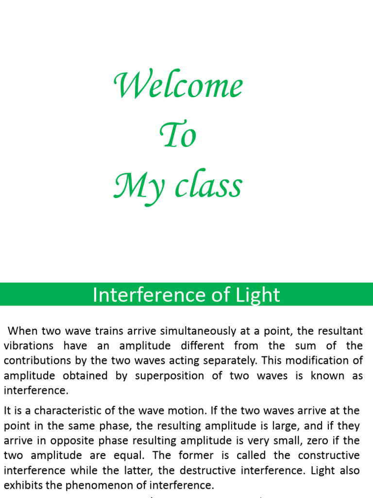 Eee Lecture 2 Physics Interference | PDF | Waves | Physical Phenomena