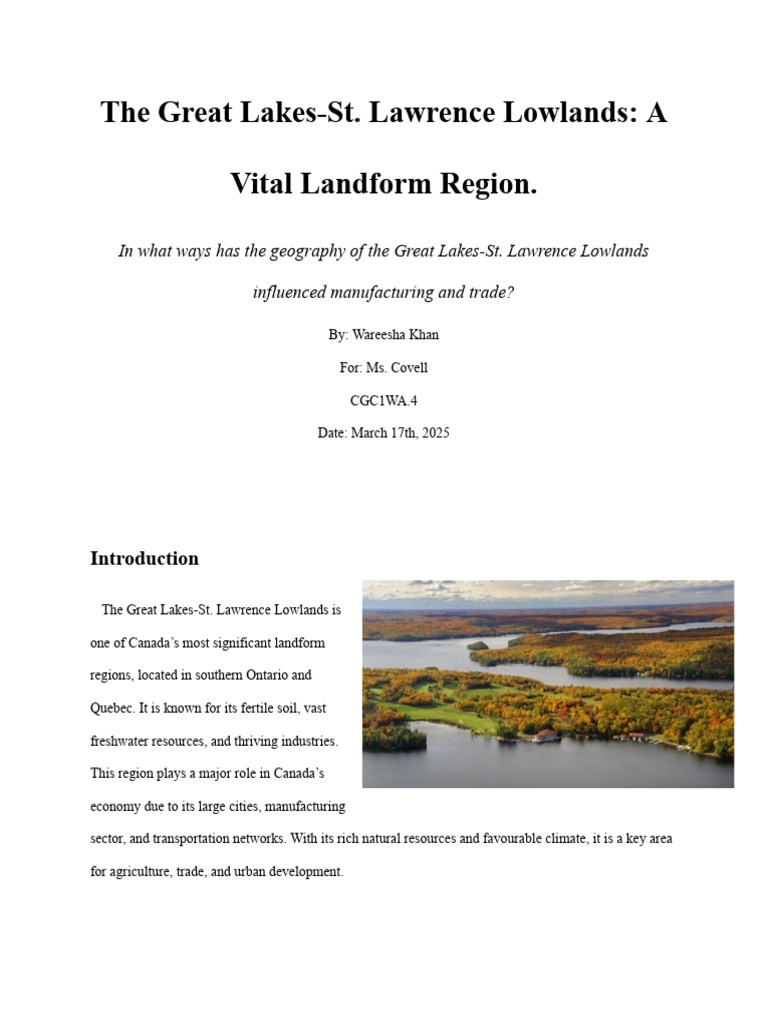 Great Lakes-St. Lawrence Lowlands Overview | PDF | Ontario | Agriculture
