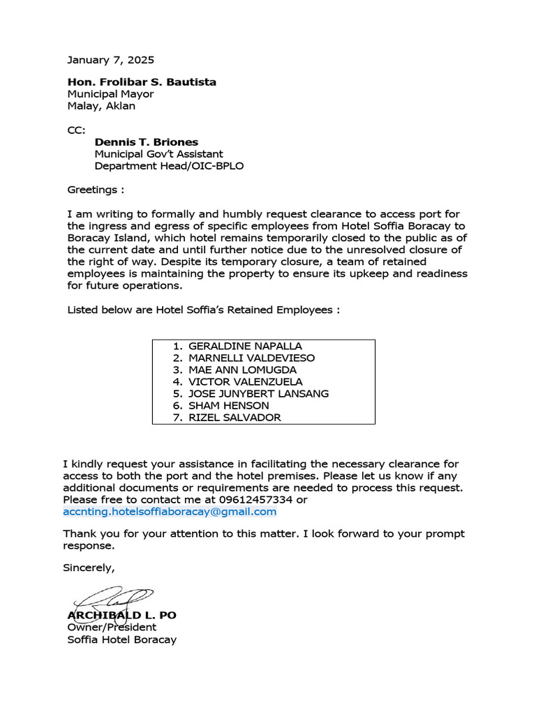 Letter For Access To Port Clearance | PDF