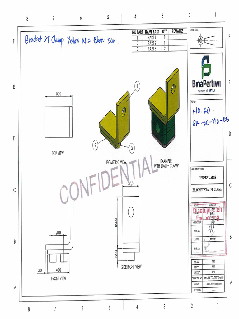 Br-Sc-Y12-E5 Bracket ST Clamp Yellow m12 Elbow 5cm | PDF