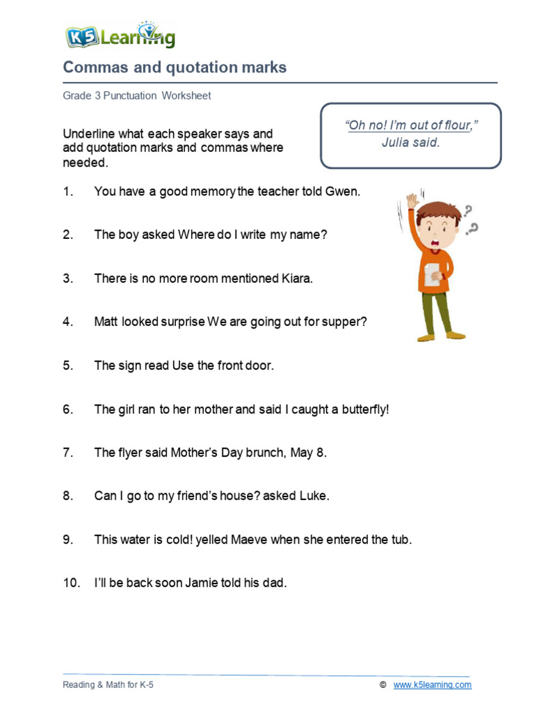 Grade 3 Commas Quotation Marks B | PDF