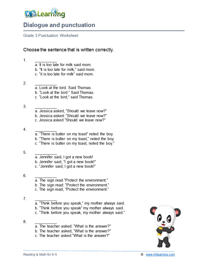 Grade 3 Punctuation Practice Worksheet | PDF | Chess Openings | Chess