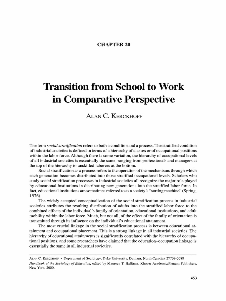 Transition From School To Work in Comparative Perspective | PDF ...