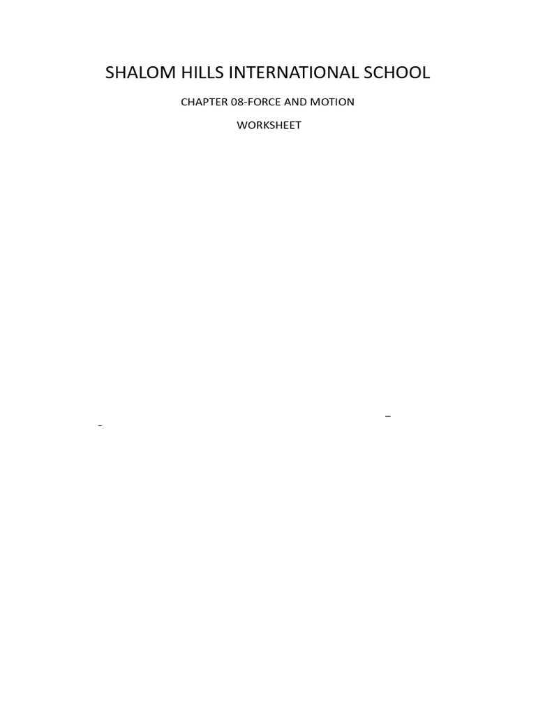 Class 9 Force and Motion Worksheet | PDF