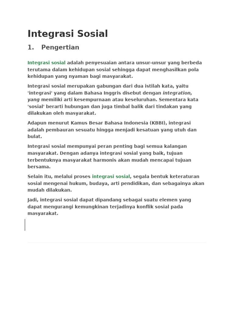 Peran Integrasi Sosial dalam Masyarakat | PDF