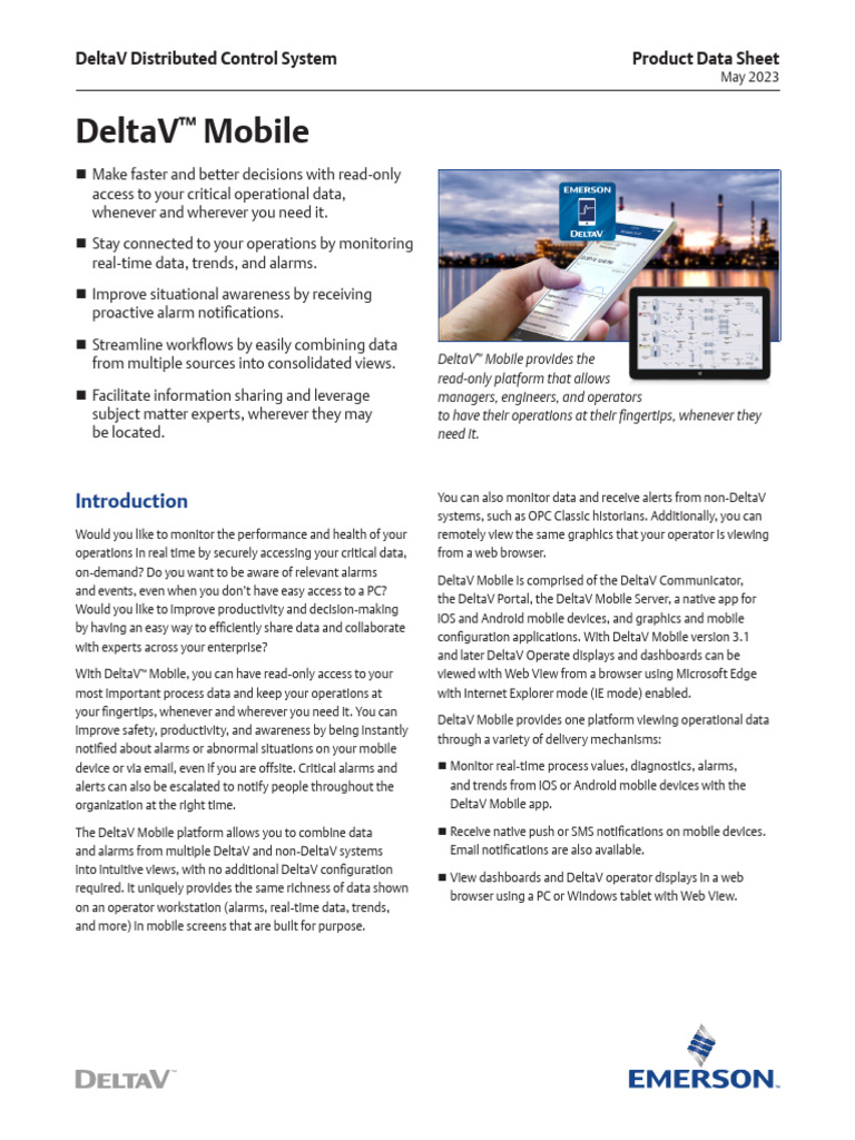 DeltaV Mobile Product Data Sheet (PDS) | PDF | Mobile App | Virtual Private Network