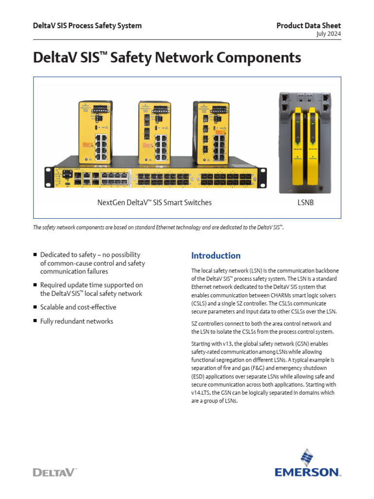 DeltaV SIS Safety Network Components Product Data Sheet (PDS) | PDF | Network Switch | Computer ...