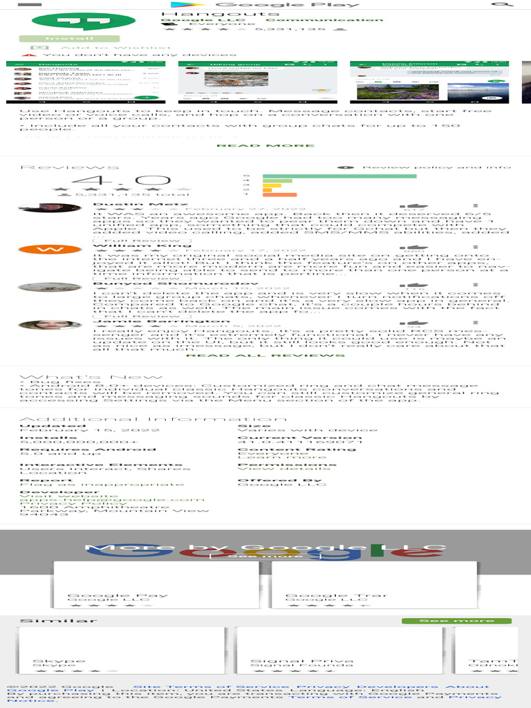 Hangouts - Apps On Google Play | PDF | Google Play | Online Services